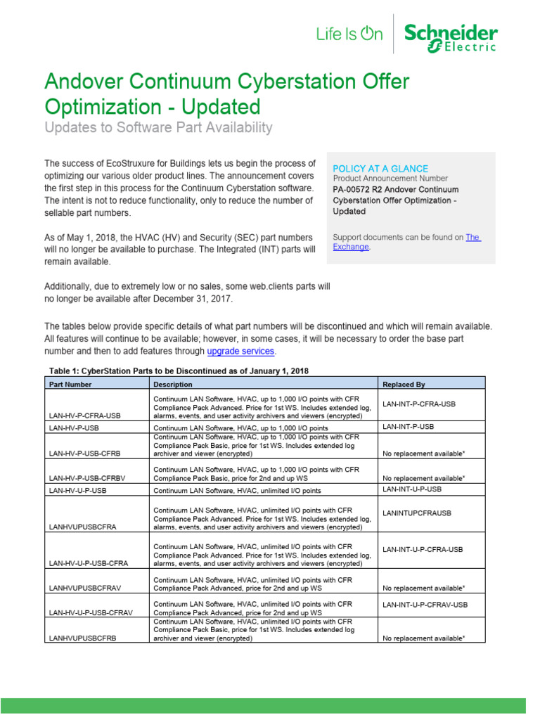 Andover Continuum Cyberstation Offer Optimization - PA-00572 R2 Updates ...