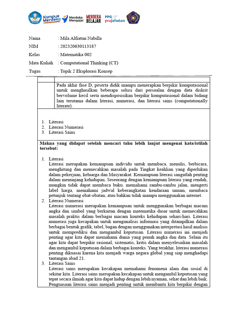 Mila Alfiatun N - CT Eksplorasi Konsep T2 | PDF