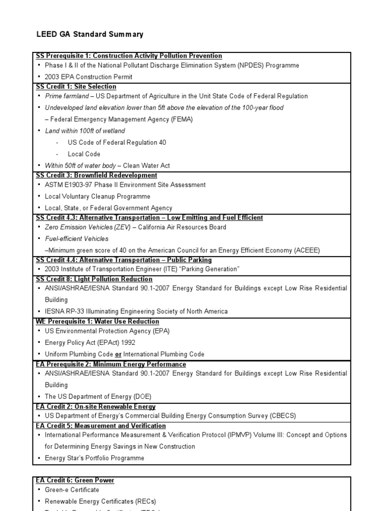 LEED GA Standard Summary | PDF | Ventilation (Architecture) | Clean ...