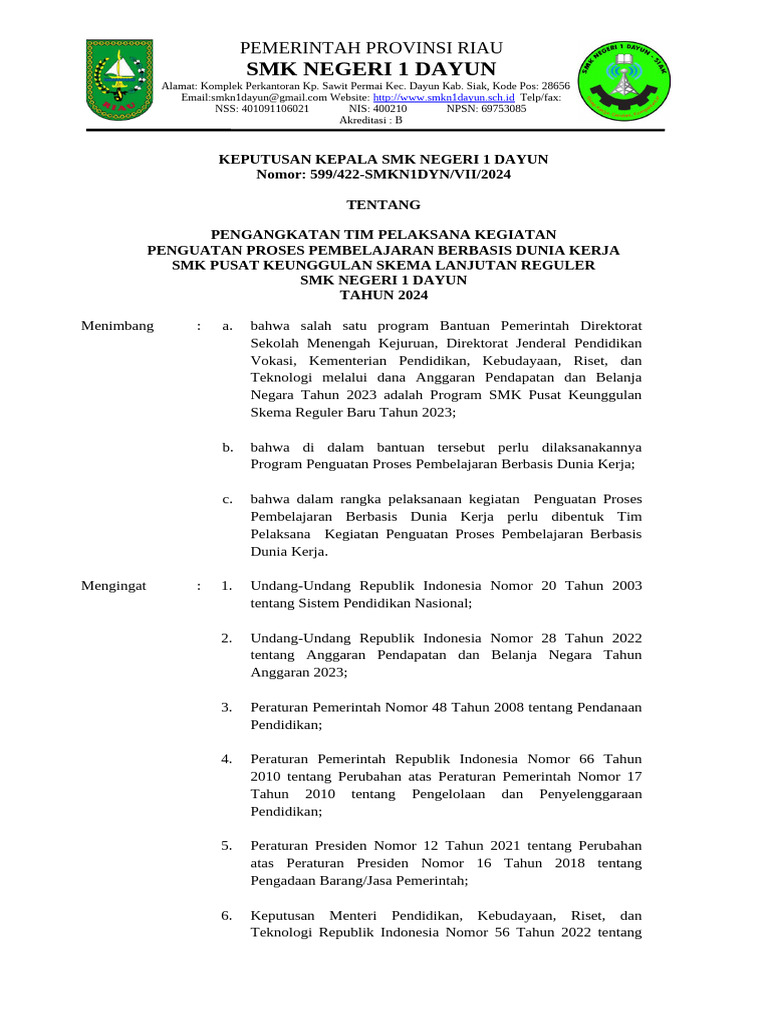 Sk Tim Pembelajaran Lanjutan Reguler Dyn | PDF