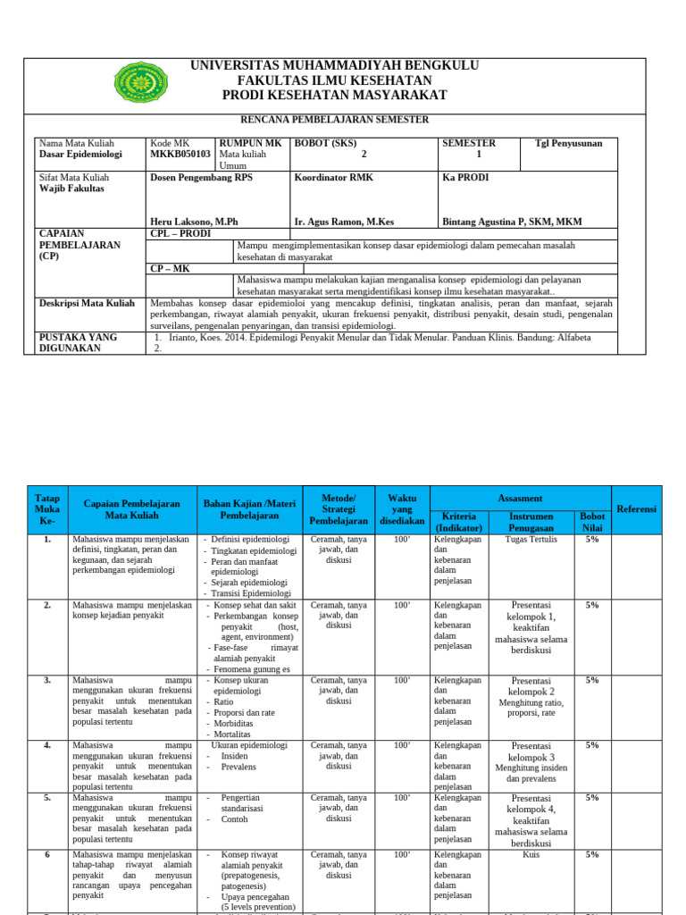 RPS Dasar Epid | PDF
