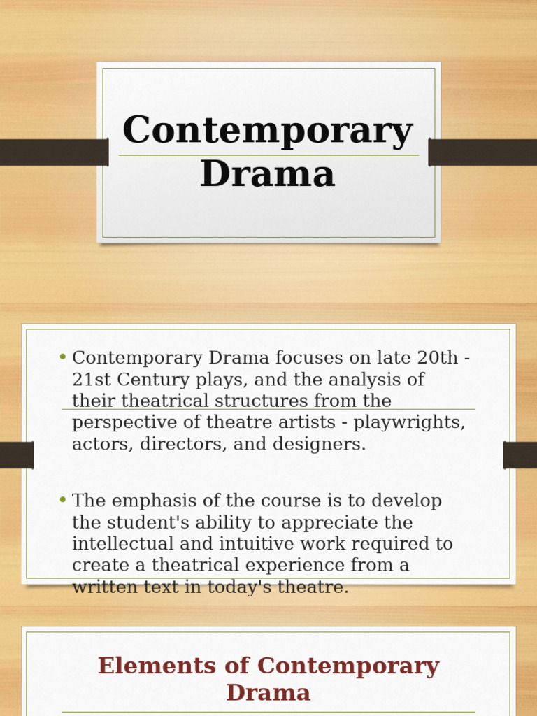Contemporary Drama | PDF | Play (Theatre) | Plot (Narrative)