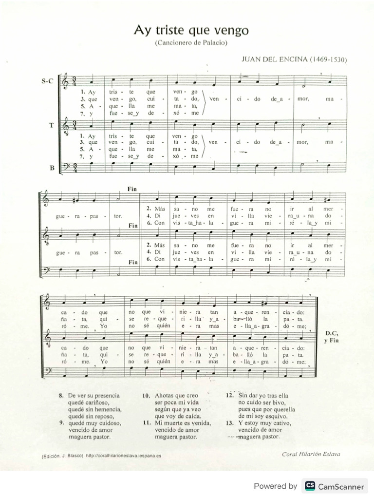 Score Ay Que Triste Vengo, Coro SCTB | PDF