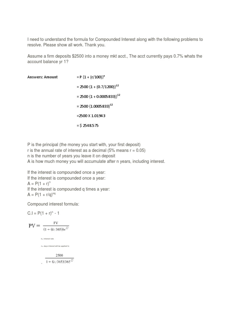 Compounded Interest Calculations | PDF | Finance & Money Management