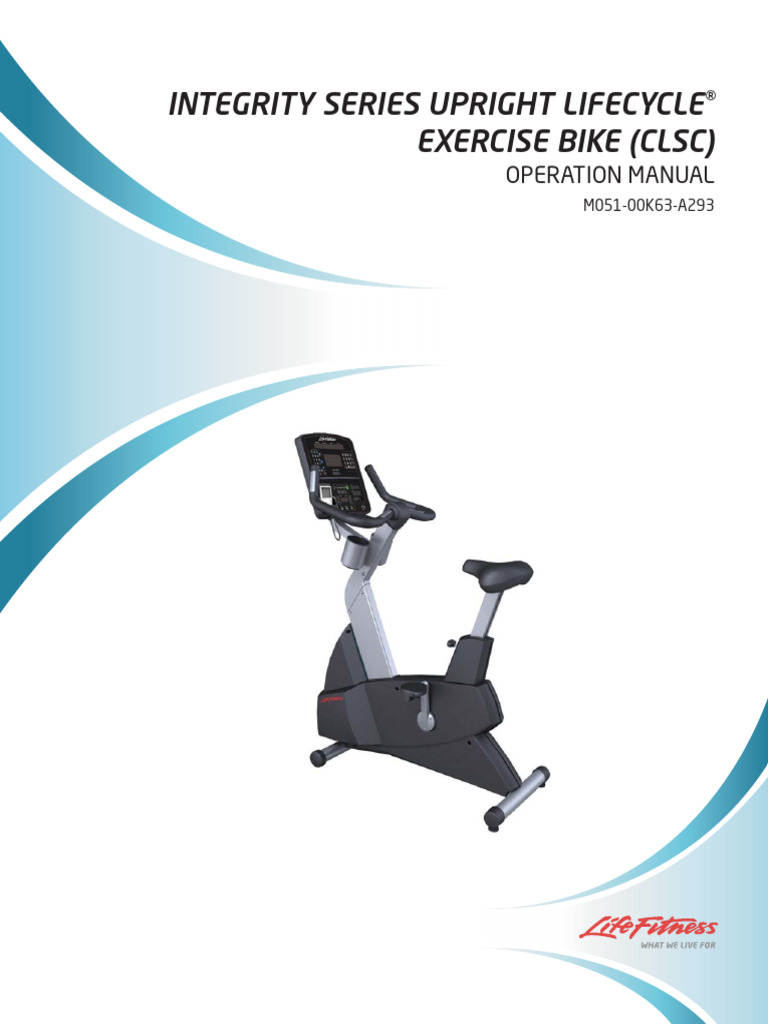 Life Fitness Integrity Series Upright Lifecycle Exercise Bike CLSC Operation Manual | PDF