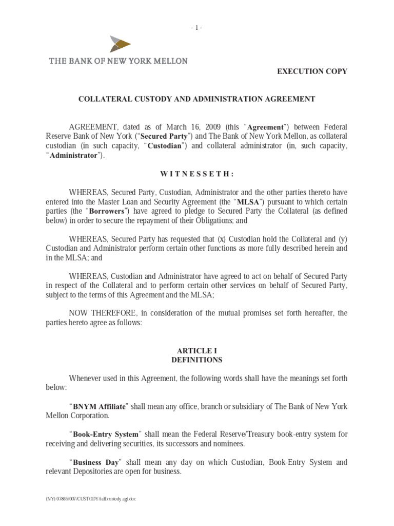 Coll Custody Admin Agreement | PDF