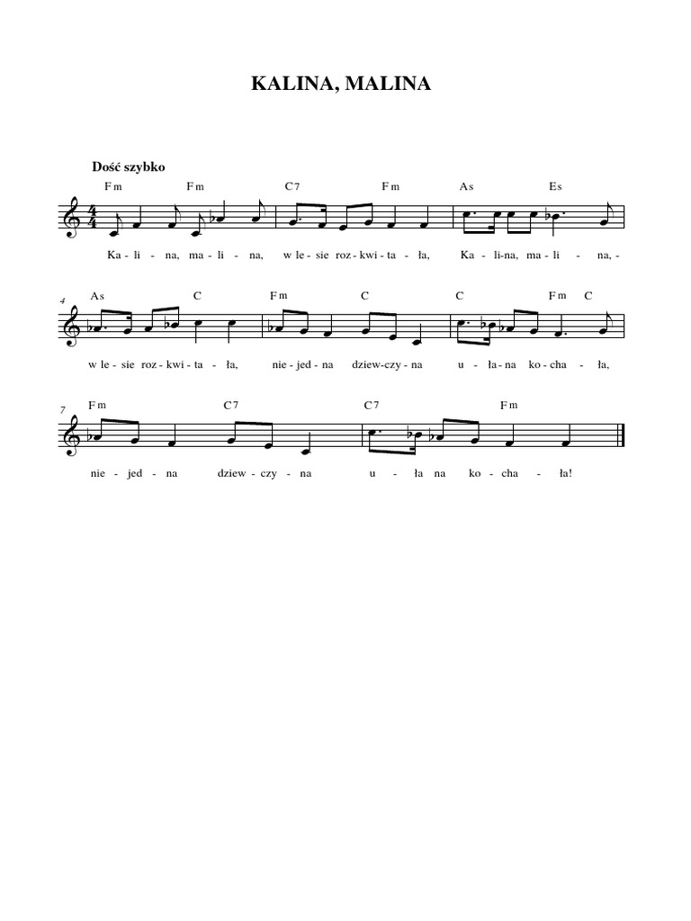 Kalina, Malina (Nuty) | PDF