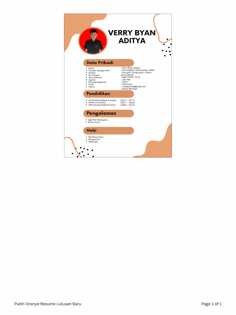 CV Verry Byan Aditya | PDF