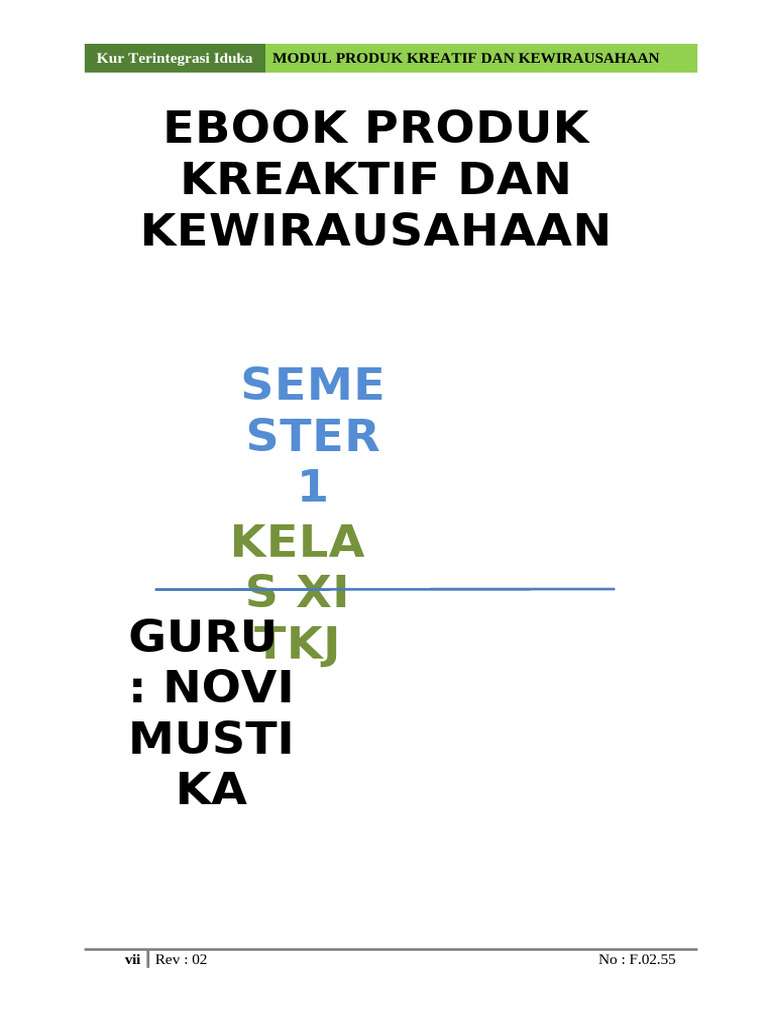 Produk Kreaktif Dan Kewirausahaan Xi TKJ | PDF