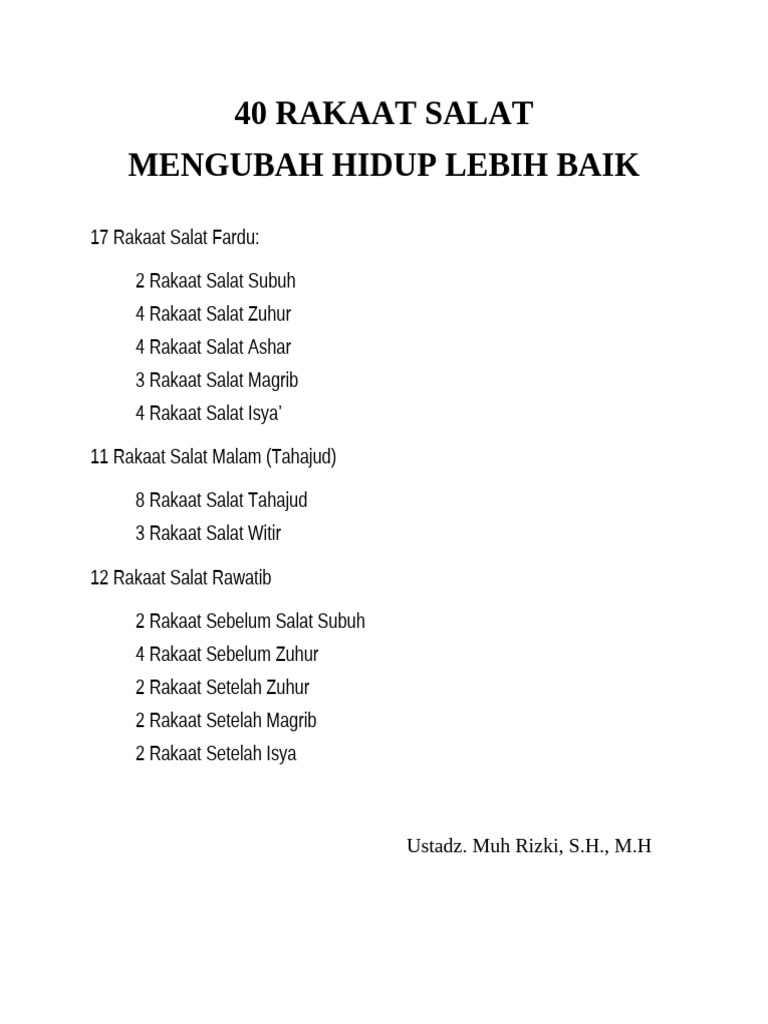 40 Rakaat | PDF