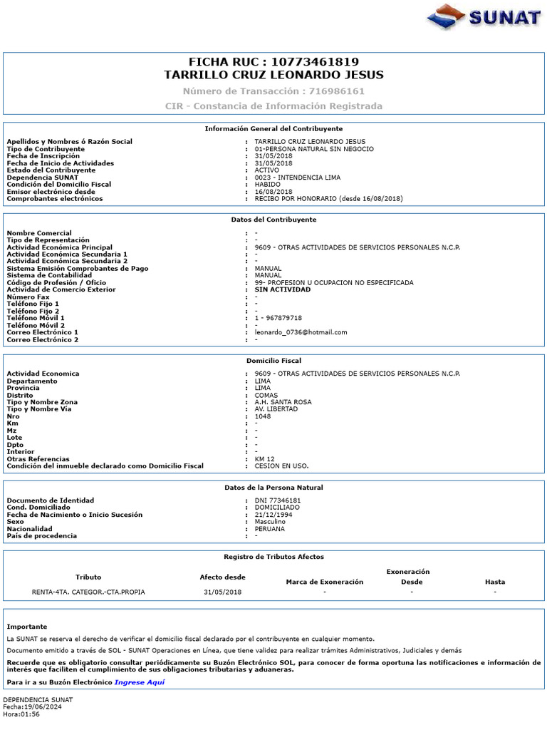 Sunat - Menú Sol | PDF