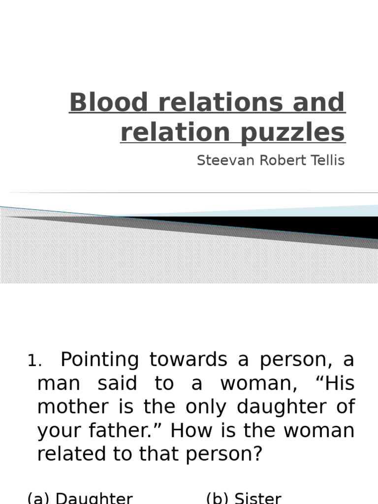 Blood Relations and Relation Puzzles | PDF