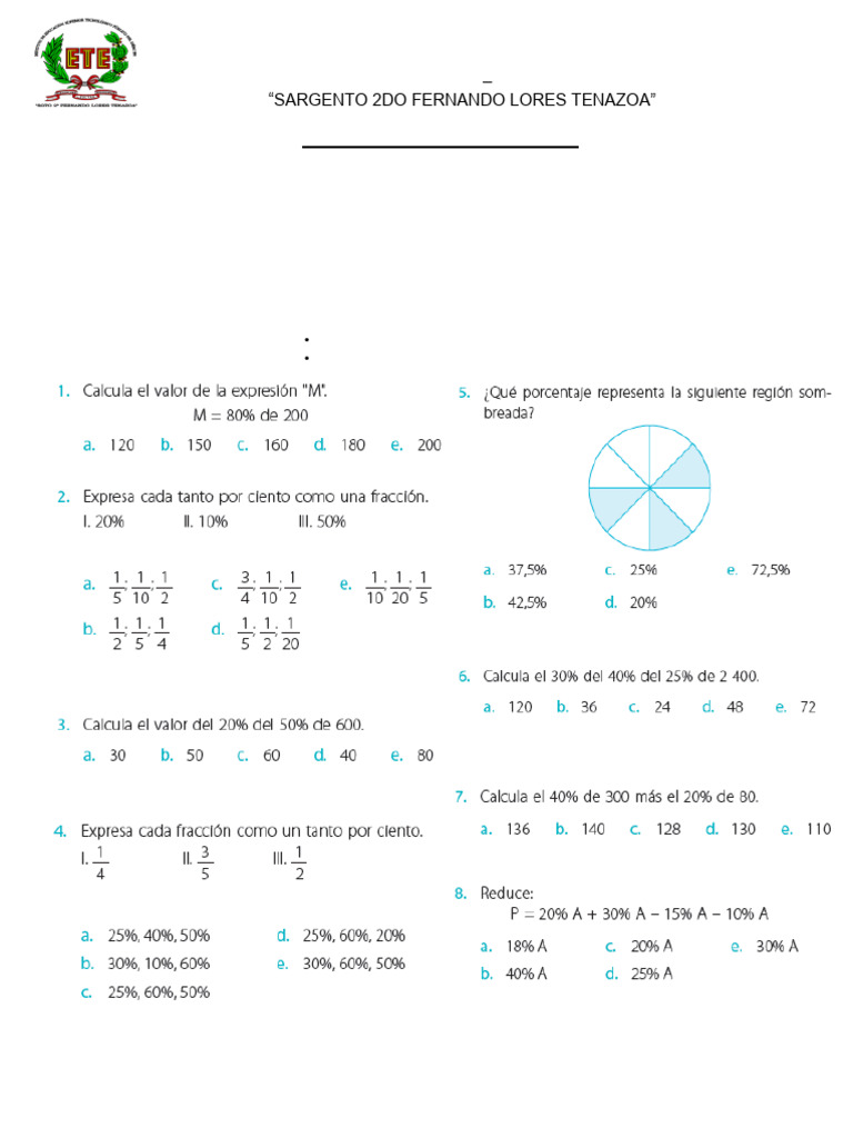 TAREA N°01 Porcentaje | PDF