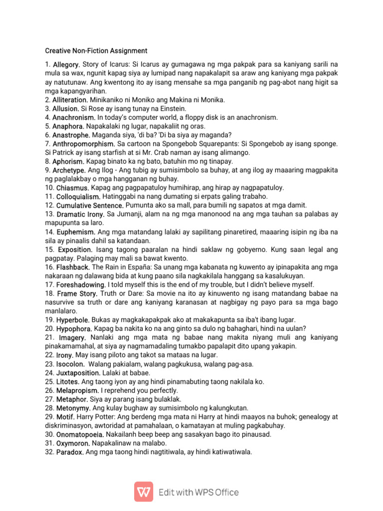 Creative Non-Fiction Assignment. - 111715 | PDF