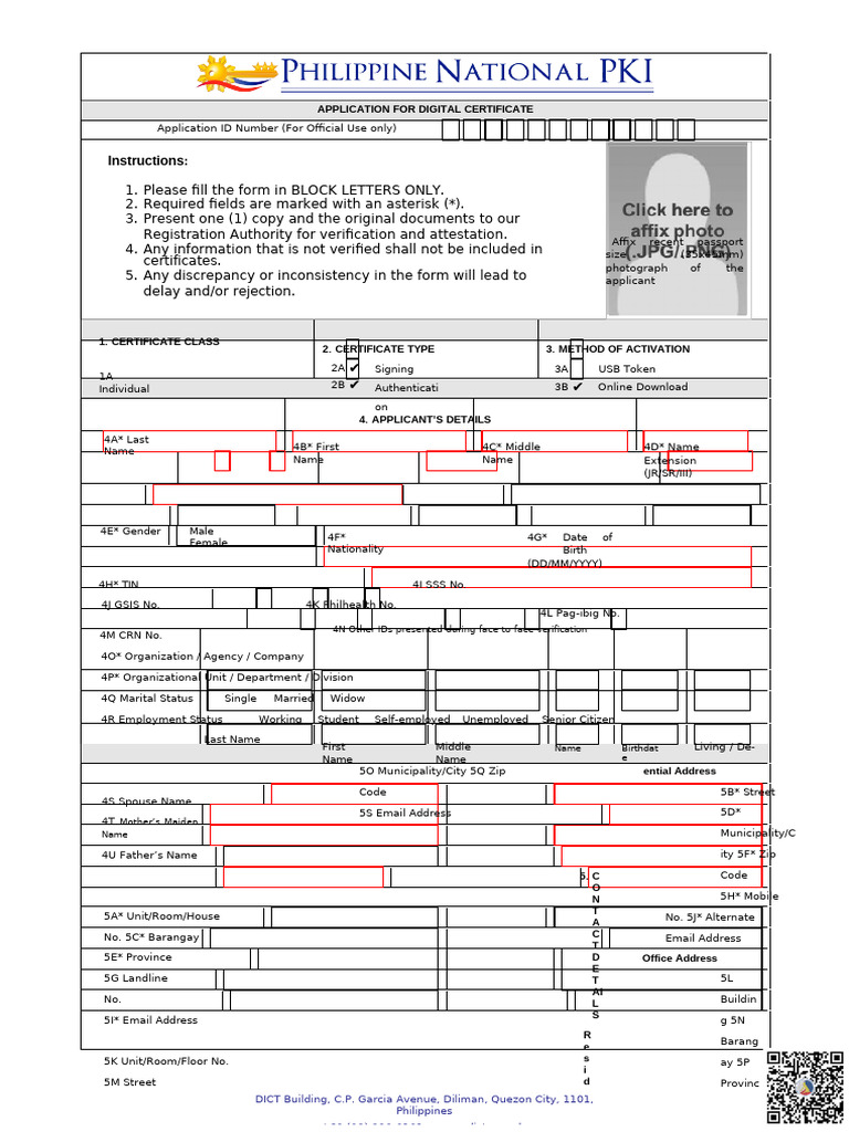 PNPKI ApplicationForm | PDF | Public Key Certificate | Identity Document