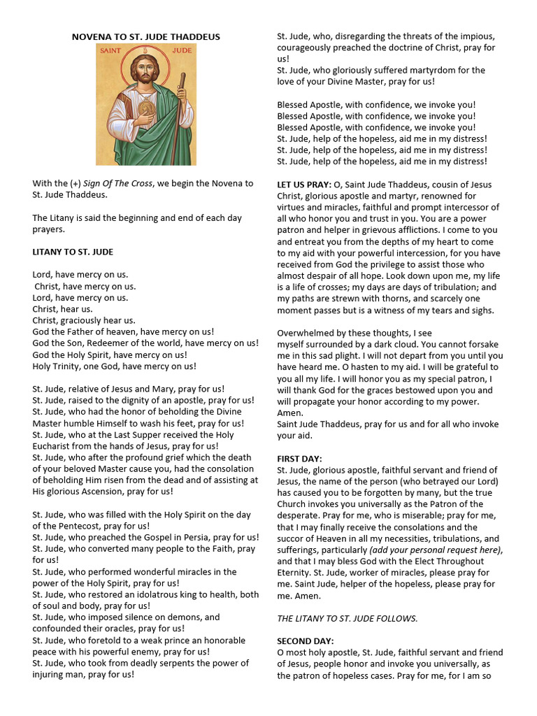 Novena To St. Jude Thaddeus | PDF