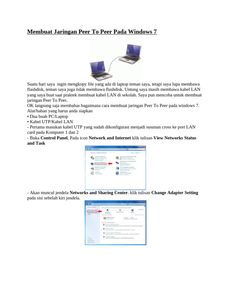 Membuat Jaringan Peer To Peer Pada Windows 7 | PDF