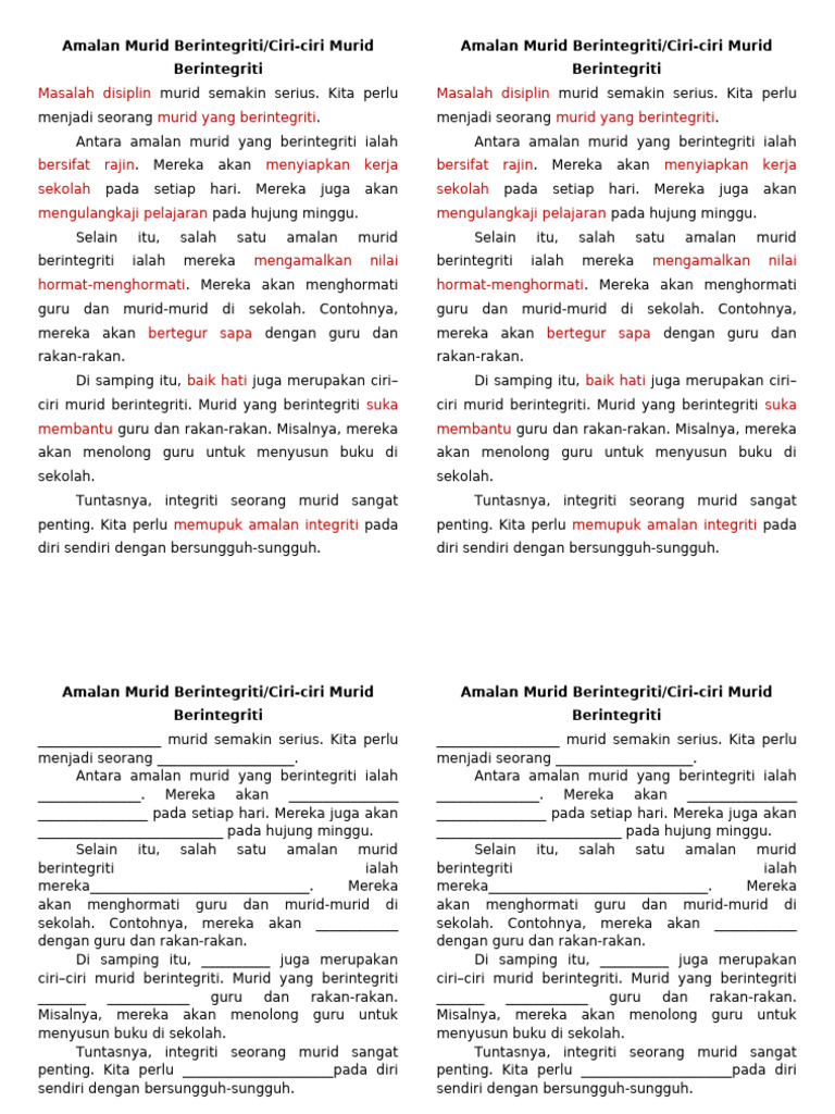 Amalan Murid Berintegriti | PDF