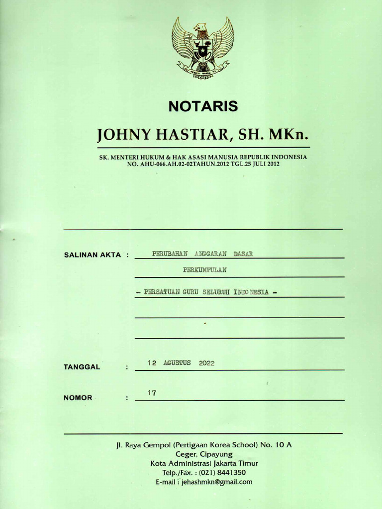 Akta Notaris Pgsi 2022 | PDF