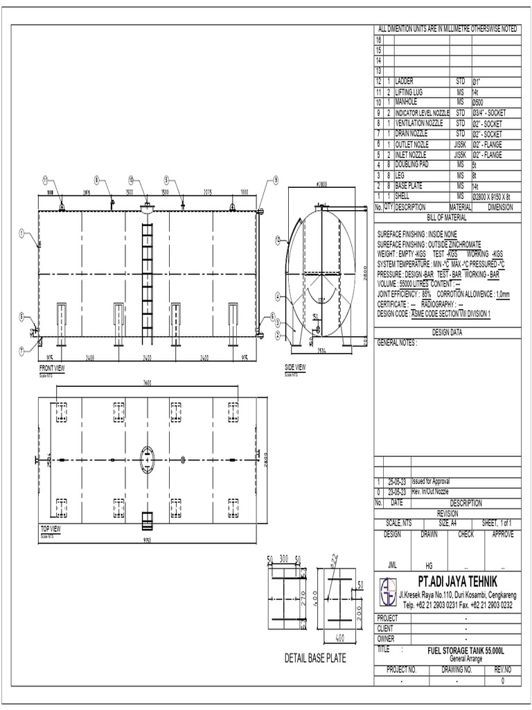Fuel Storage Tank Design Drawing | PDF