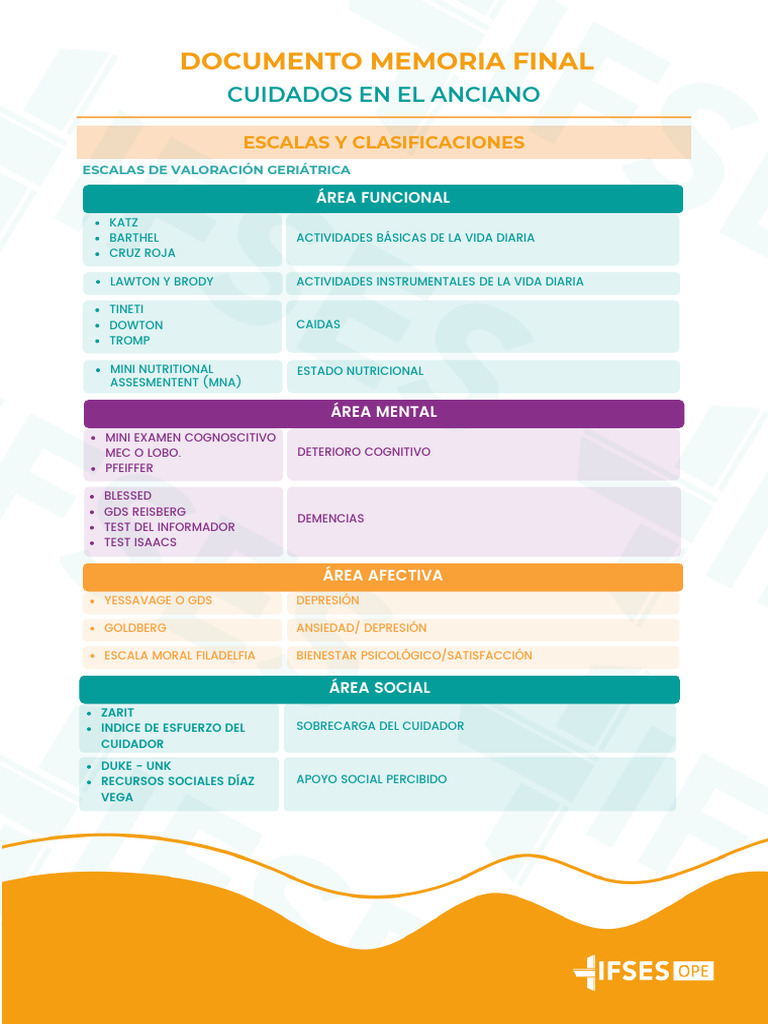 Cuidados en El Anciano - Memoria Final Ope Sacyl | PDF