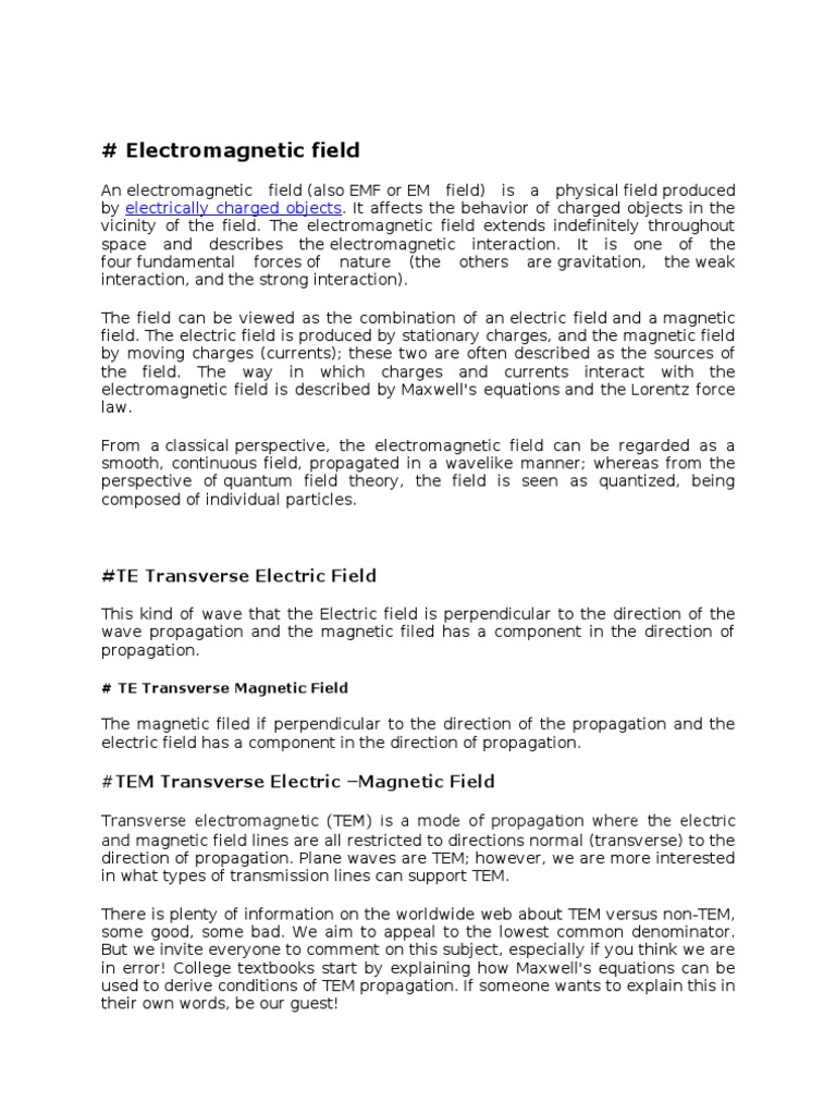 # Electromagnetic Field: Electrically Charged Objects | PDF ...