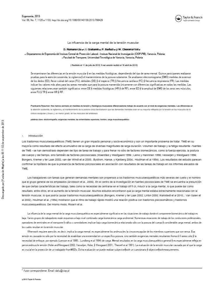 05 Influence of Mental Load On Muscle Tension - Pdf.en - Es | PDF