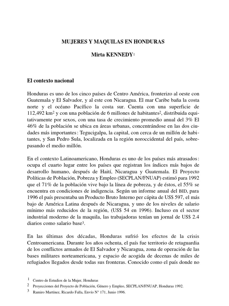 17-Eco-Mirta Kennedy Mujeres y Maquila | PDF | Derecho laboral | Mujer