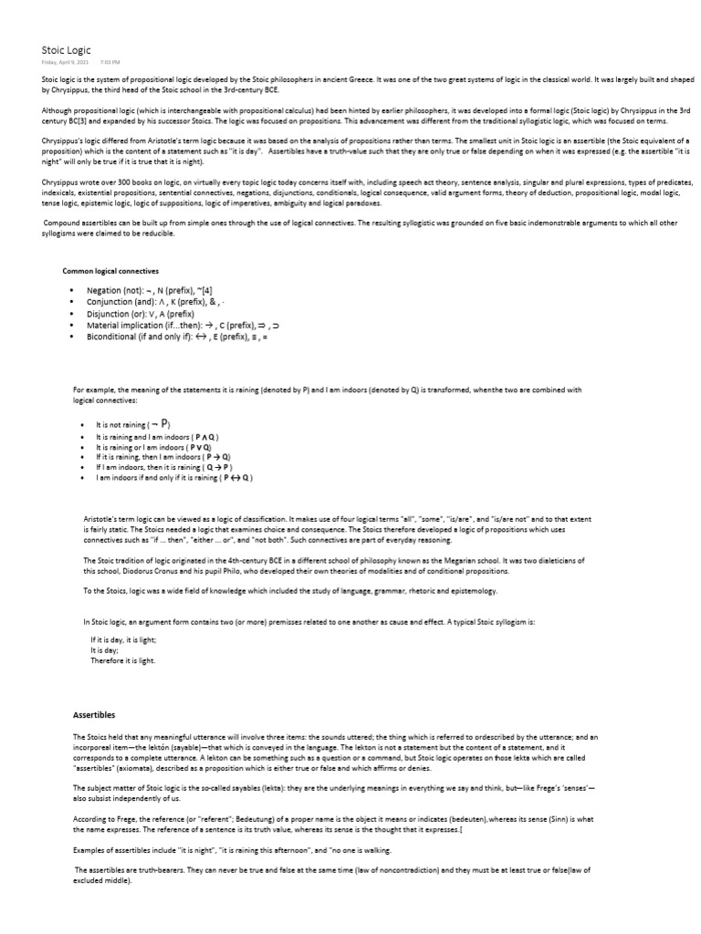 Stoic Logic | PDF