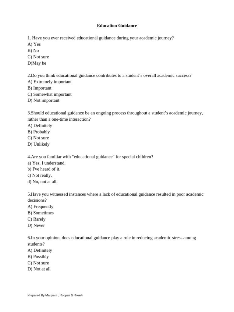 Guidance Assignment | PDF