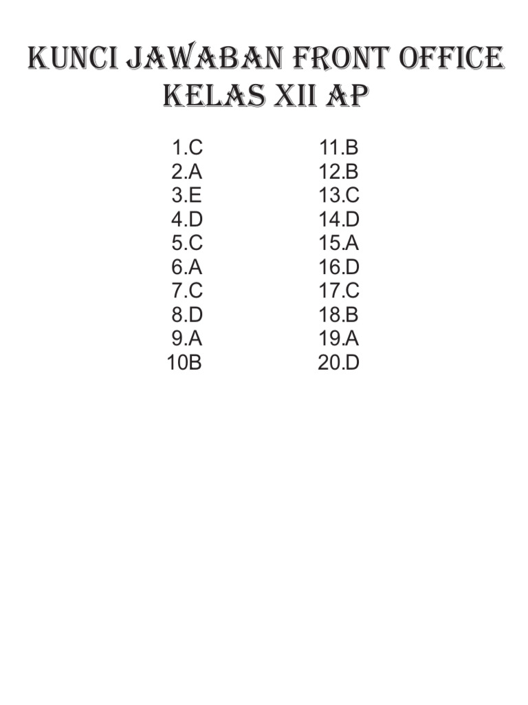 Kunci Jawaban Front Office | PDF