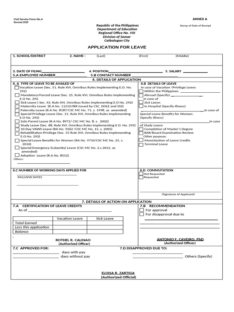 New LEAVE FORM Page1 Revised 2020 | PDF