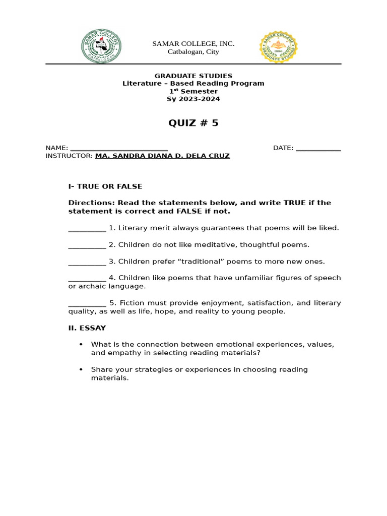 QUIZ 5 Module 5 Part 1 and 2 | PDF