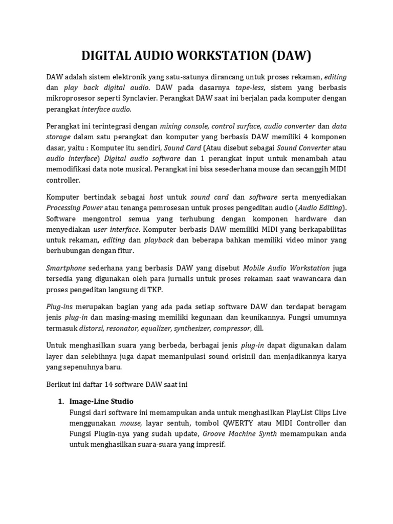 Digital Audio Workstation Daw | PDF