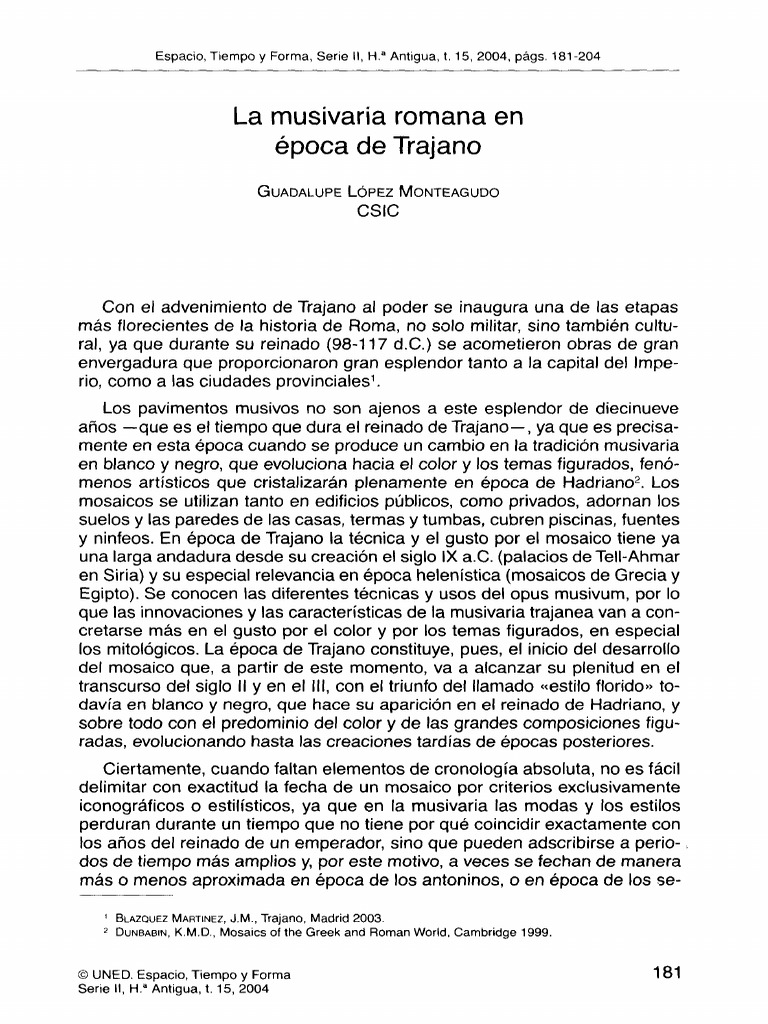 La Musivaria Romana en Epoca de Trajano | PDF