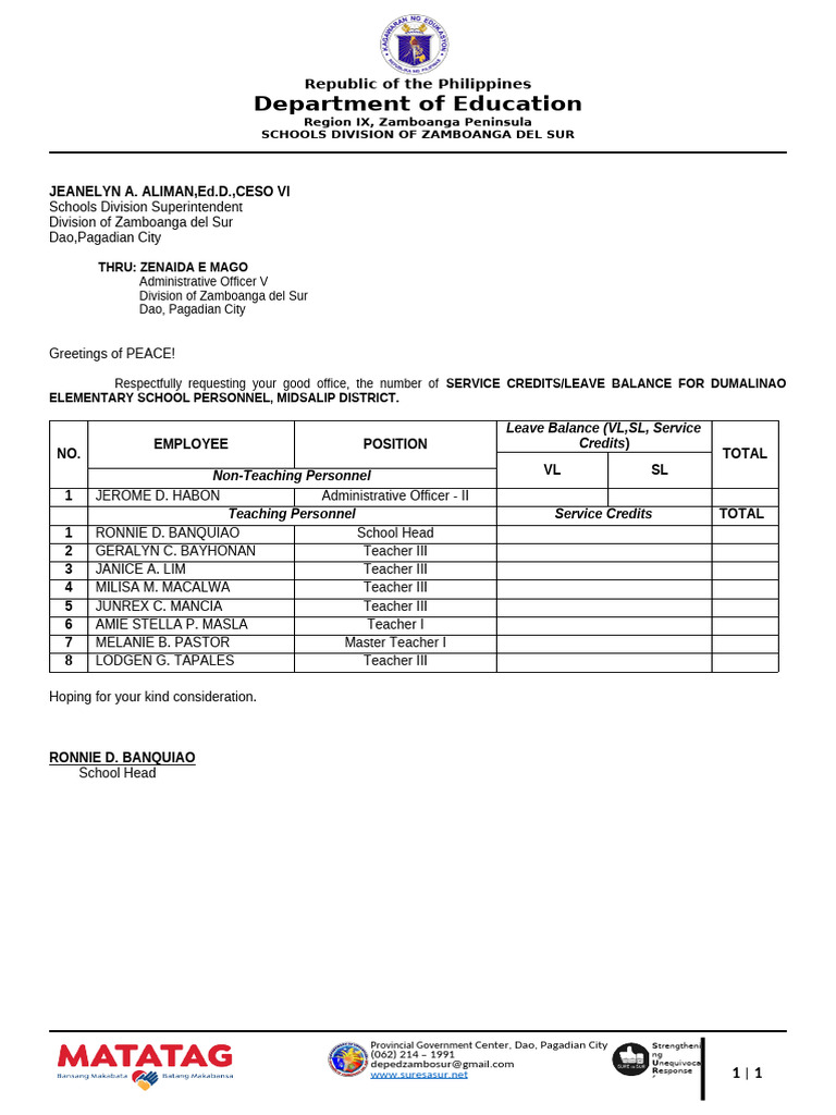 Request for Service Credits | PDF