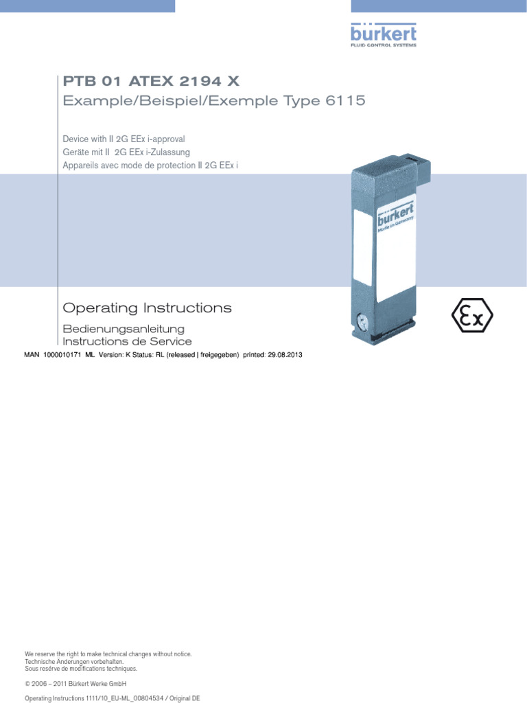 Burkert Type 6115 Direct Acting Piezo Electric Valve | PDF | Electrical Connector | Electrical ...