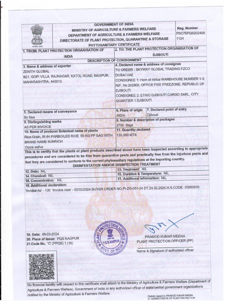 Phyto Certificate | PDF