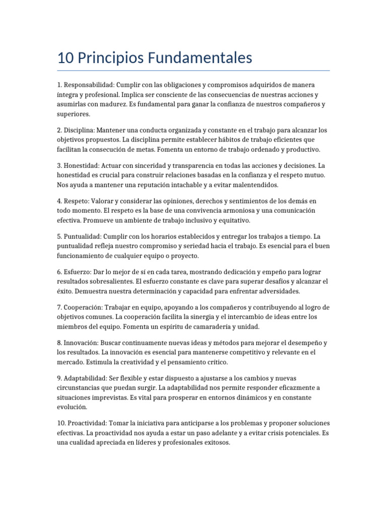 10 Principios Fundamentales Extendido | PDF