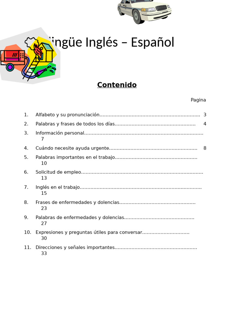 Guía Bilingüe Inglés - Español Binder | PDF