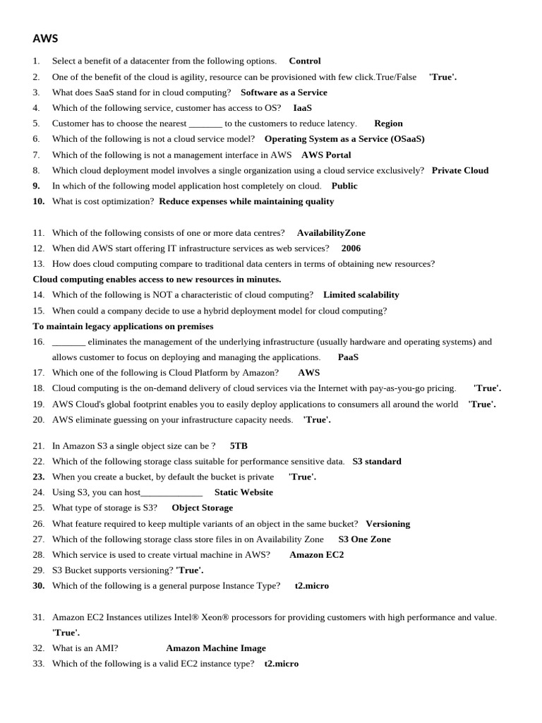 AWS Quiz QA | PDF