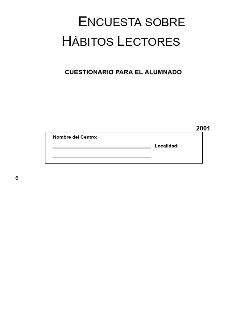 Encuesta Habitos de Lectura Ministerio de Cultura Espana | PDF ...