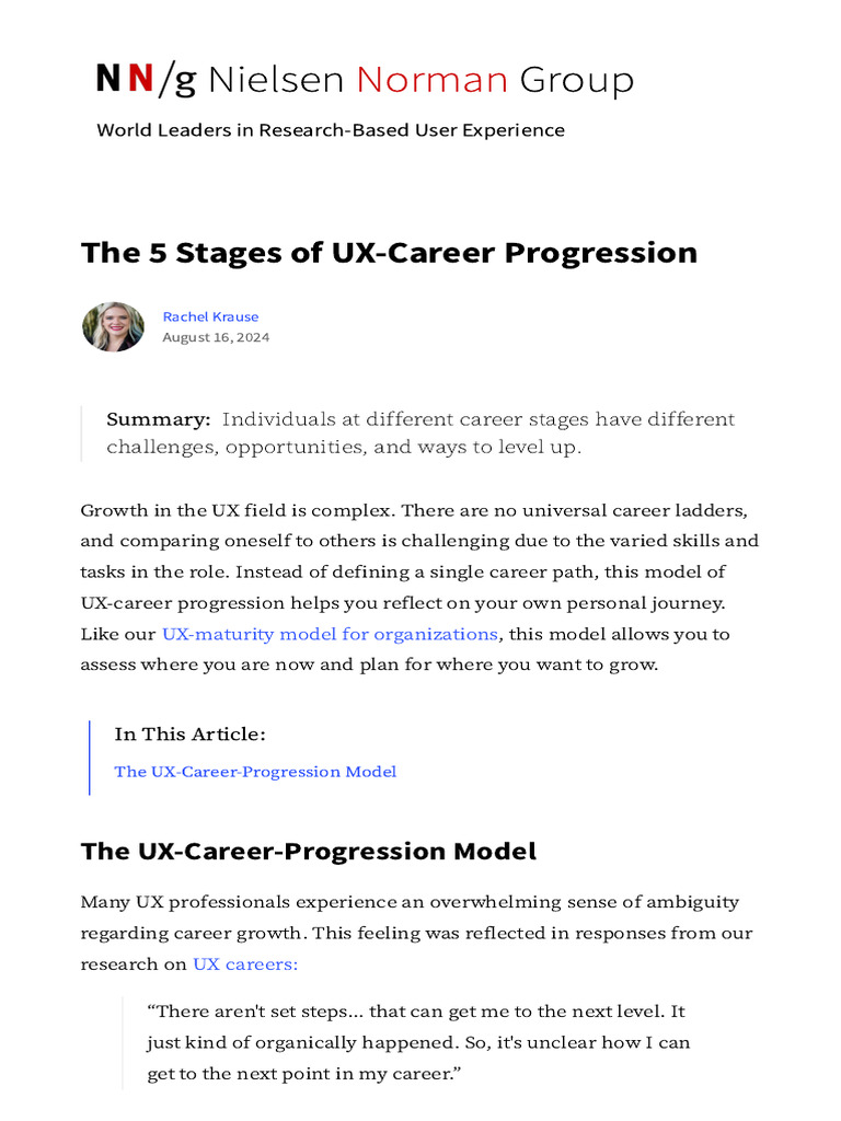 The 5 Stages of UX-Career Progression | PDF