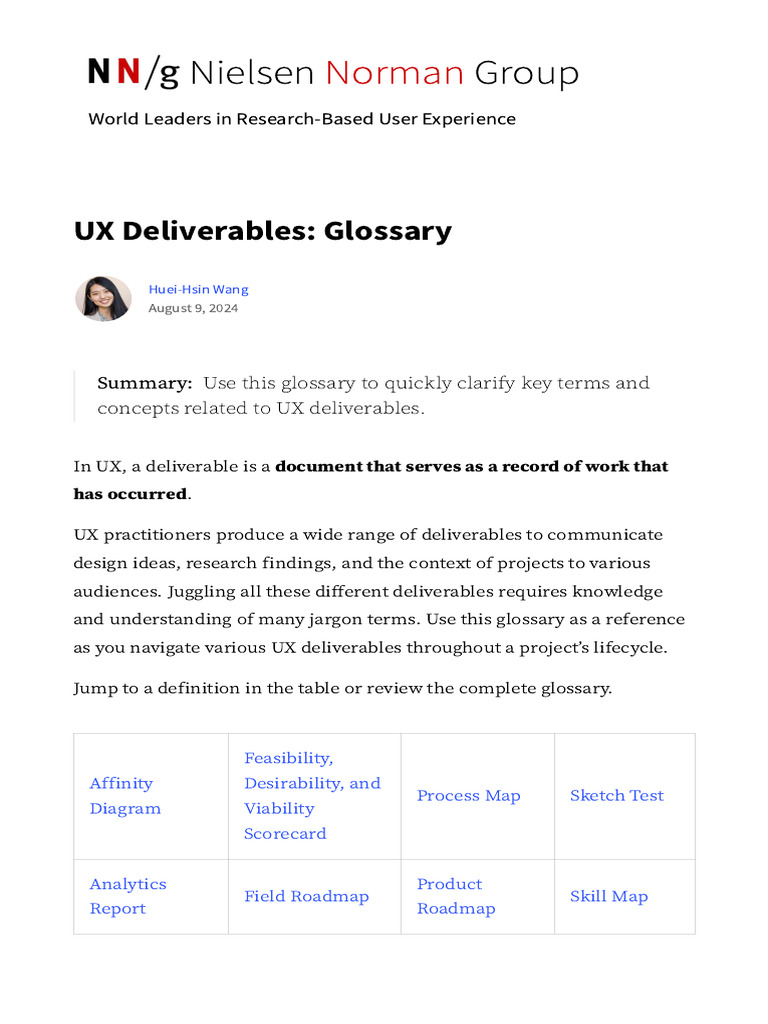 UX Deliverables - Glossary | PDF
