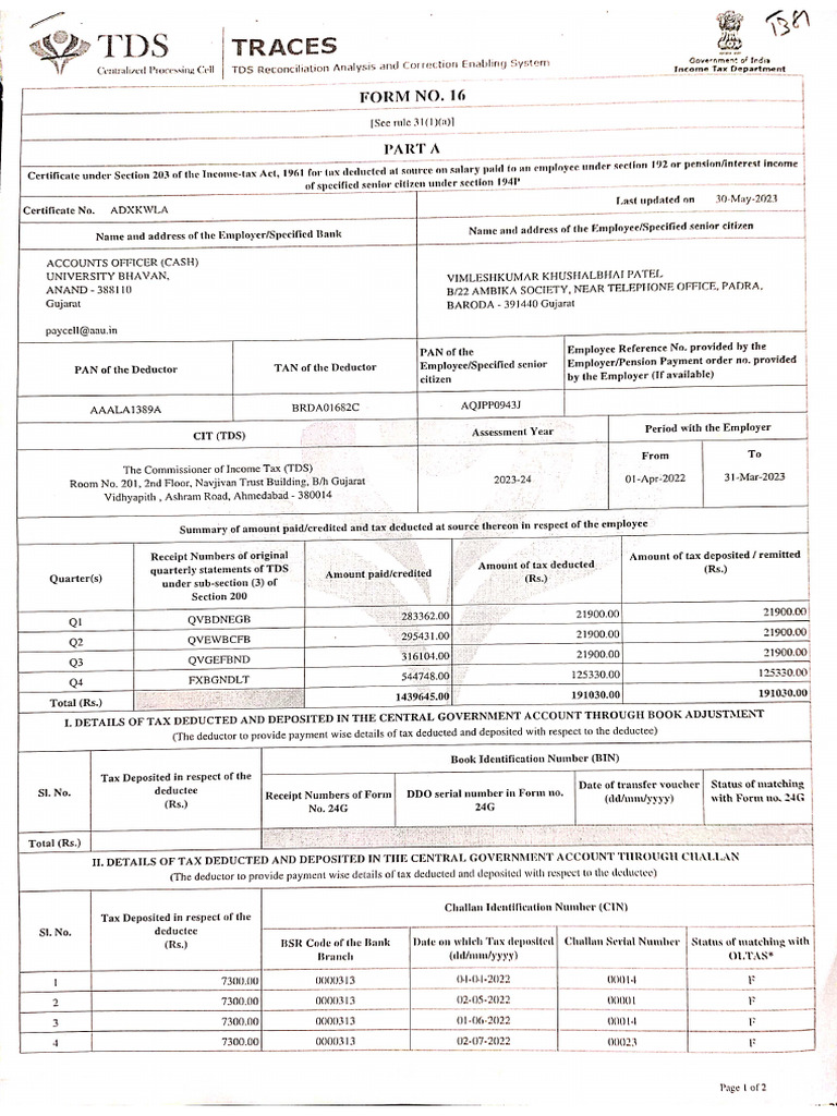 Vimlesh Form 16 (Merged .) | PDF