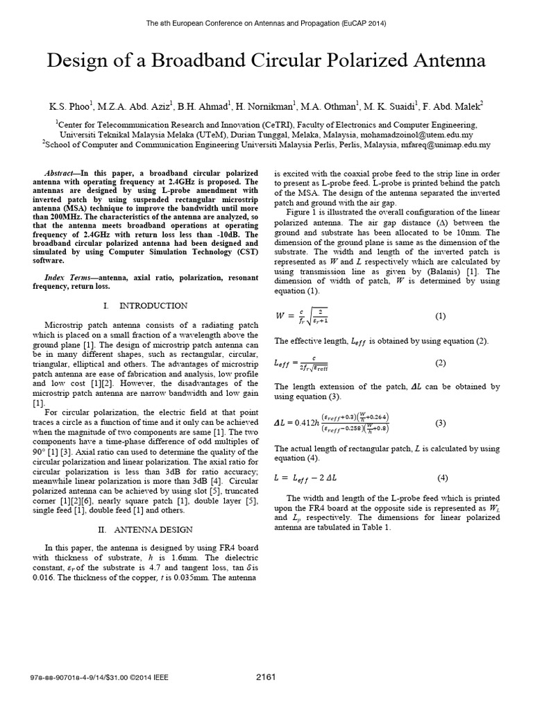 Design - of - A - Broadband - Circular - Polarized - Antenna - 6 Aug | PDF