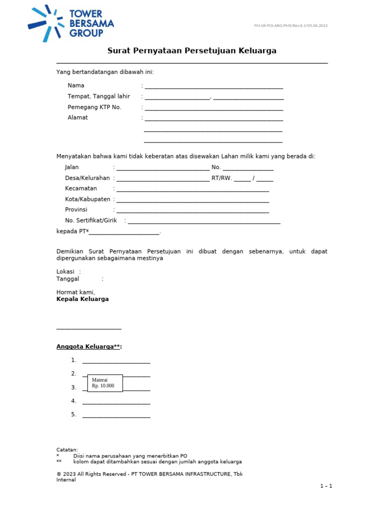 19. Surat Pernyataan Persetujuan Keluarga | PDF