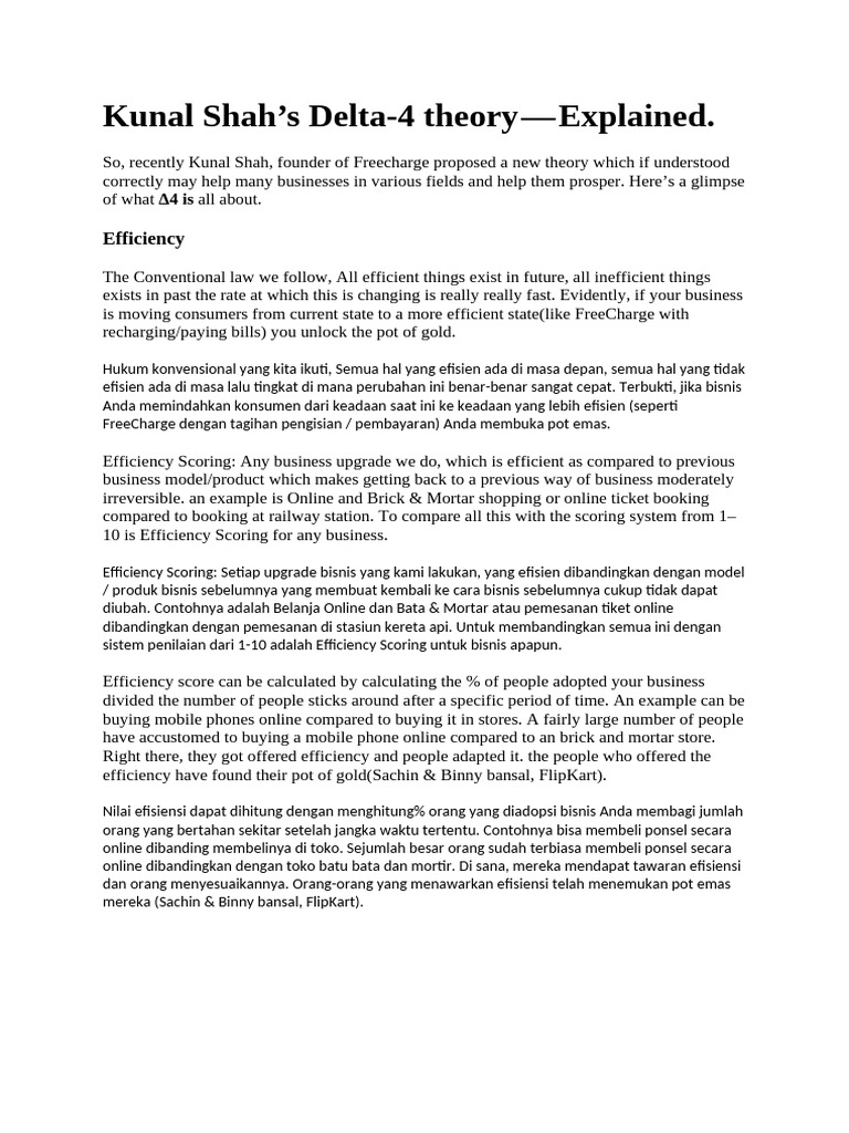 Kunal Shah's Delta-4 Theory - Explained. | PDF