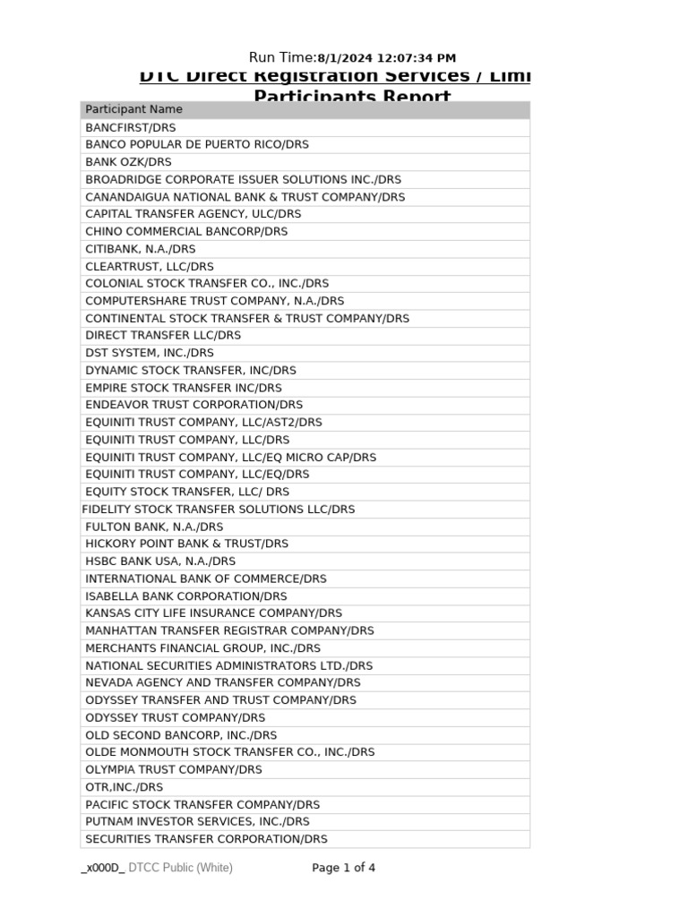 DTC Direct Registration Report 3 | PDF