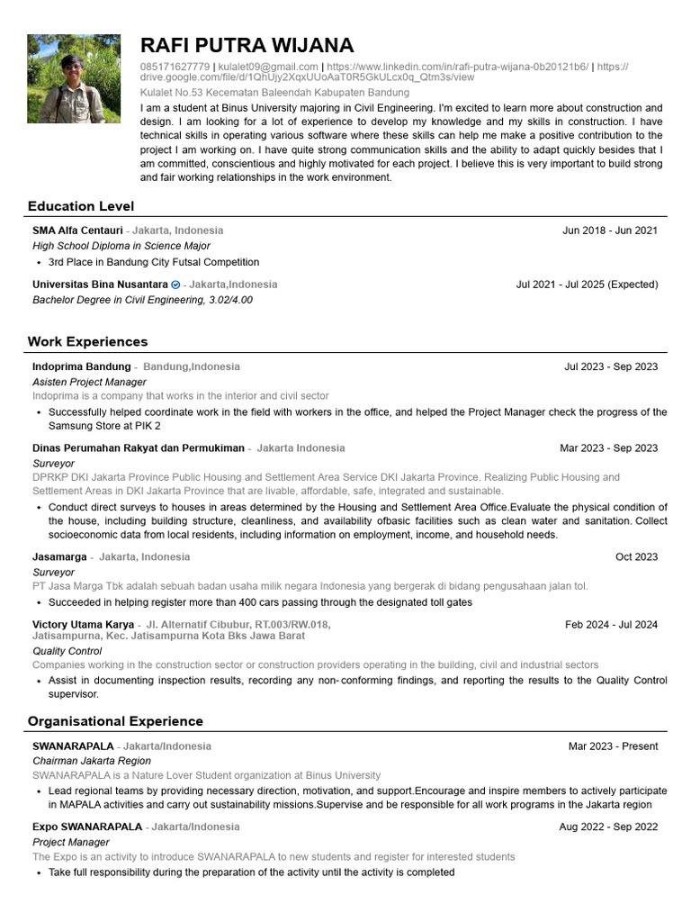 Rafi Putra Wijana-Resume (5) - Compressed | PDF